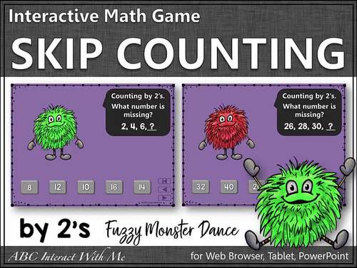Skip Counting by 2 Interactive Math Game {Fuzzy Monster Dance} | TPT