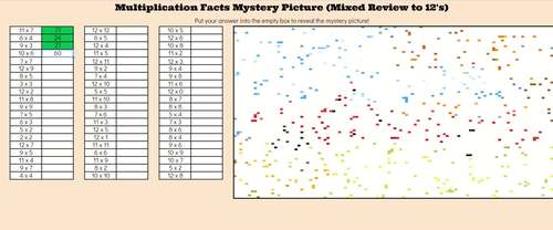 Digital Mystery Picture | Multiplication Facts to 12's | Fall ...