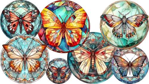 Watercolor Stained Glass Moth Clipart Set of 20 Files by ...