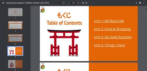 Sensei Sources Japanese 1 Semester 1 High School Course Material Handbook