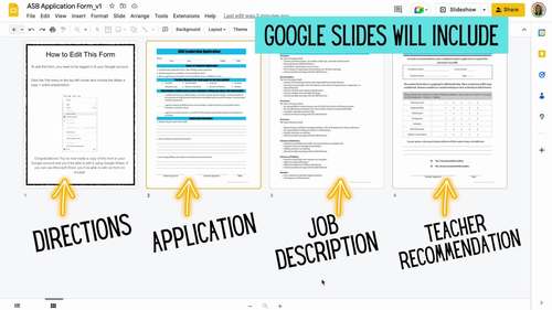 ASB Leadership Application Form Student Council| Editable Google Slide ...
