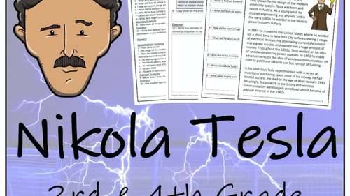 Nikola Tesla Close Reading Comprehension Activity | 3rd Grade & 4th Grade