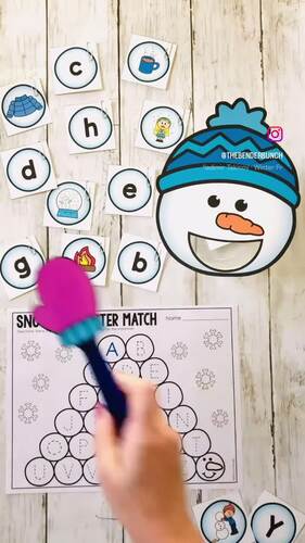 Winter Letter Matching & Beginning Sounds - Feed the Snowman | TPT