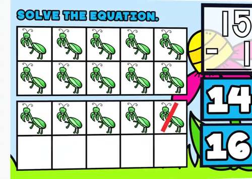 Boom Cards: Spring Bugs Subtraction Within 20 | Ten Frame | Facts to 20
