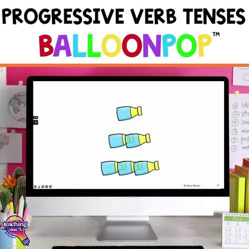 4th Grade Progressive Verb Tenses Digital Grammar Review Games BalloonPop™