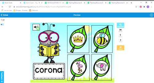 BOOM CARDS Lectura palabras 3 sílabas | Spring Digital Resources Spanish