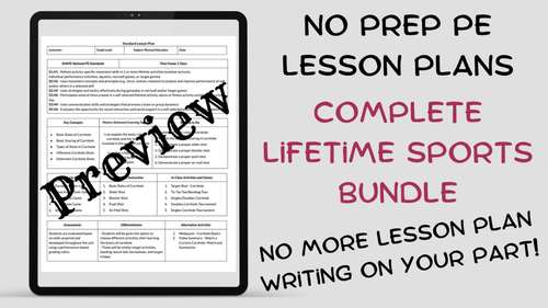 No Prep PE: Complete Lifetime Sports Lesson Plan Bundle Middle & High ...