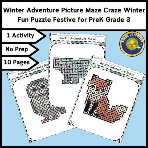 Winter Adventure Picture Maze Craze Winter Fun Puzzle Festive for PreK ...