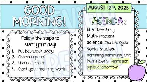 Daily Slides | Editable Templates | Cool Color Scheme by Kaylie's Creations
