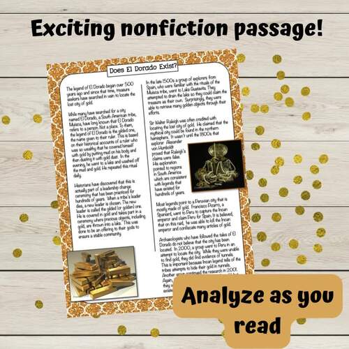 High school reading comprehension passages and questions: City of El Dorado