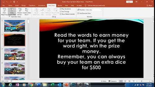 Race Car Reading Grade 2 Vocabulary Smart Board Game | TPT