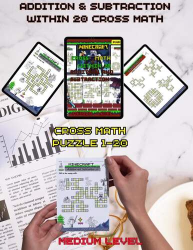 Addition and Subtraction Within 20 Part#2 -Minecraft Cross Math Puzzle ...