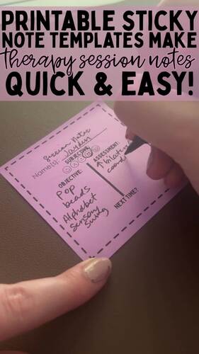 Therapy Session Notes SOAP Printable Sticky Note Template Occupational ...