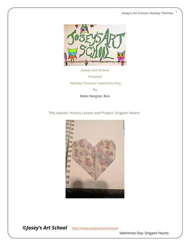 Origami Hearts Art Project Valentine History Lesson Writing Activity ...