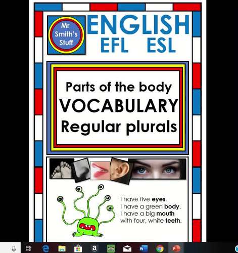 English - EFL - Parts of the Body - Regular Plurals by Mr Smith's Stuff