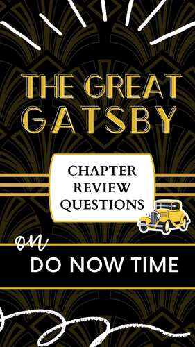 The Great Gatsby reading check multiple choice questions by Do Now Time