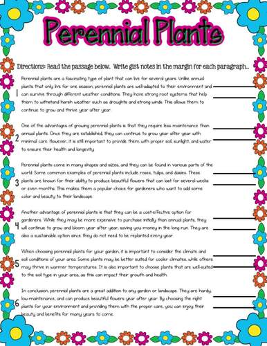 Plants Paired Passage Comprehension Compare Contrast Venn Write Summer