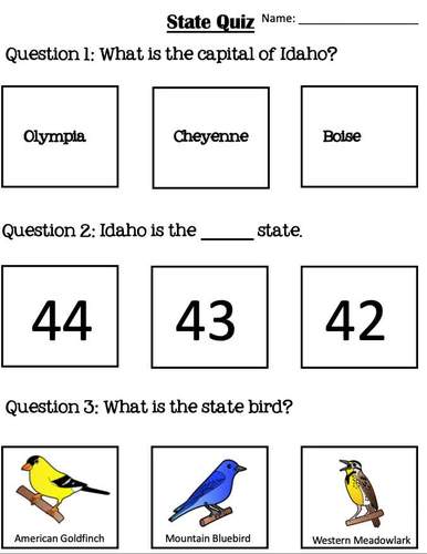Idaho, Quiz and Pre/Post Assessment 50 States Special Education | TPT