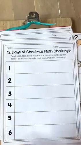 12 Days of Christmas Math Word Problems | December Holiday Task Cards ...