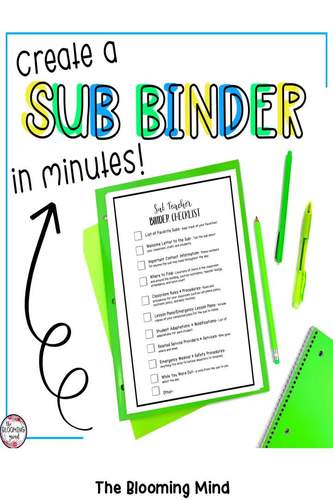 Editable Substitute Teacher Binder for Special Education Teachers