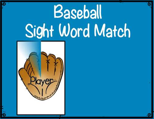 Baseball Sight Word Match Game by The Teaching Scene by Maureen | TPT