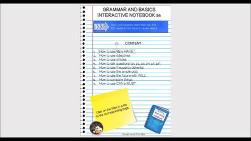 Digital Interactive Notebook EFL-ESL Basics 3 by Mrs Recht's Virtual ...