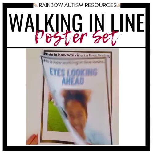 Walking in Line Rules Preschool Autism Visual Support Posters with Photos