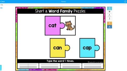 CVC Word Family Puzzles Short a Edition Boom Cards™ | TPT