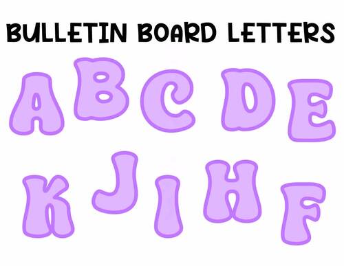 Printable Purple Bulletin Board Letters, Alphabets for Kids Letters