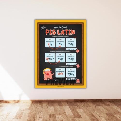 Pig Latin Classroom Poster in 4 Styles, How To Speak Pig Latin Rules ...