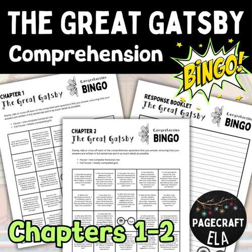 The Great Gatsby Comprehension Bingo Cards to Support Chapter 1 and 2 Study