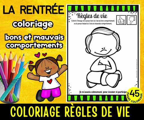 Coloriage Règles de vie. Bons et Mauvais Comportements | TPT