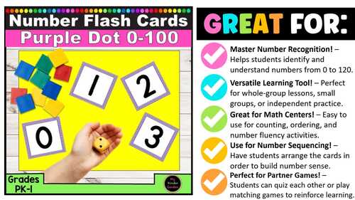 Back to School Number Flashcards 0–120 Printable | Purple Dot Number ...