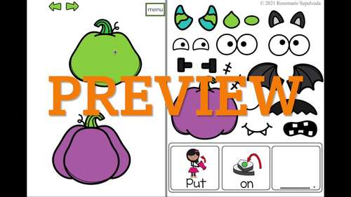 Build a Jack O Lantern HALLOWEEN Spanish English Sentence Strips BOOM CARDS