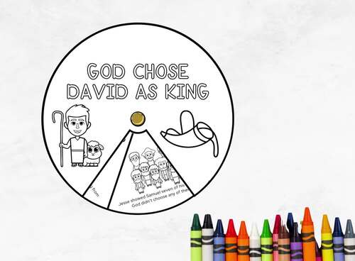 God Chose David as King, Bible Spinning Wheel Craft for Sunday School