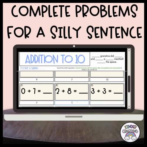 Silly Sentences – Addition to 10 | Digital Self-Checking Google Sheets
