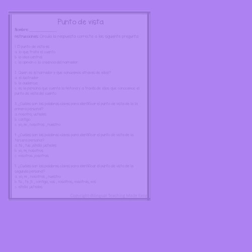 Organizadores Gráficos y Examen sobre el Punto de Vista | Comprensión ...