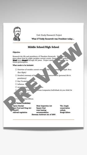 U.S. History Research Project: What if Teddy Roosevelt were alive today?