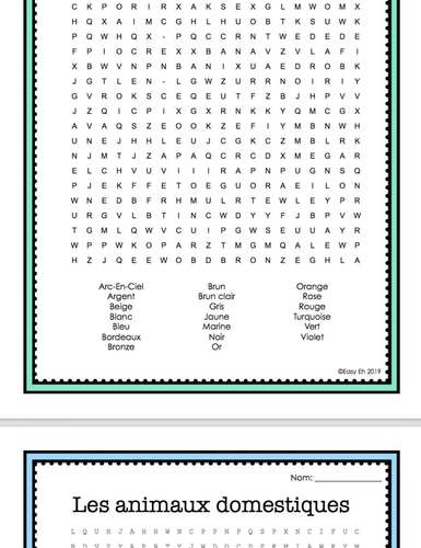 French Word Search Pack by Easy eh | Teachers Pay Teachers