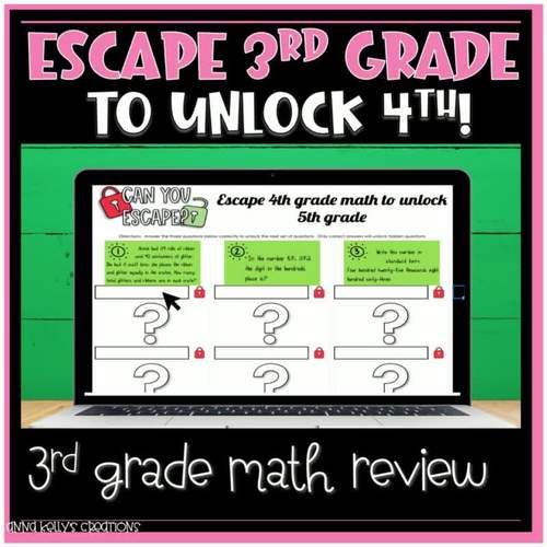 End of Year 3rd Grade Math Review Digital Escape Room Activity | TPT