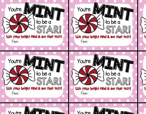Peppermint Star Candy Testing Motivation Gift Tag- You're MINT to be a ...