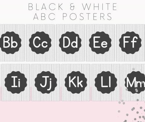 Black and White Modern Alphabet Posters | Black and White Classroom Decor