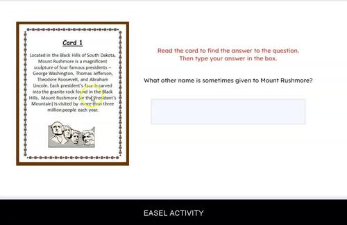 Mount Rushmore Activity Symbol of America Scavenger Hunt with Easel Option
