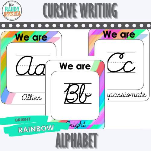 Cursive Writing Alphabet Poster | SEL | Colourful Rainbow by The Raudy ...