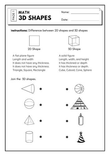 3D Shapes: Faces, Edges & Vertices Worksheets by Math & Matter worksheet