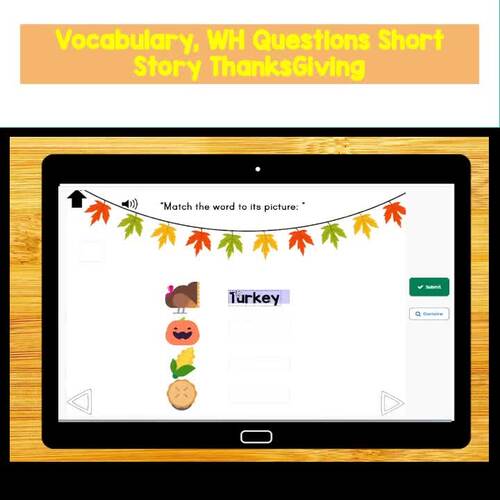 Thanksgiving Vocabulary Wh Questions BOOM CARDS™ Digital Resource