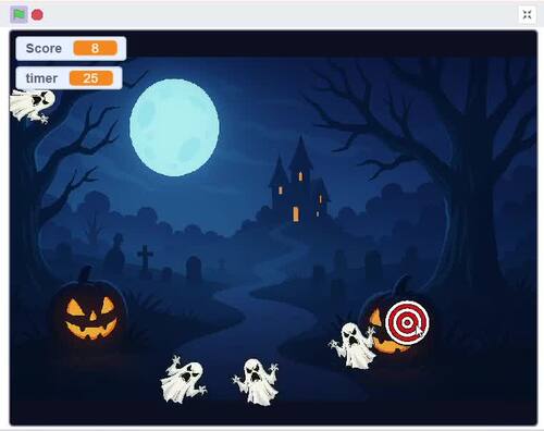 Ghost Attack in Scratch – Halloween Coding Game for Students by ICT Guru