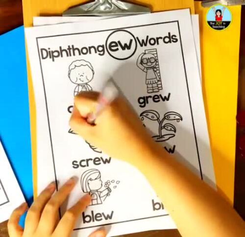 Diphthong ew Worksheets | Diphthongs Practice by The Joy in Teaching