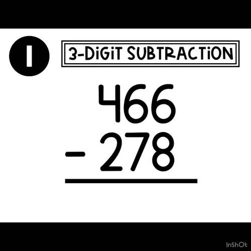 2nd Grade Subtraction Task Cards | 3-Digit Regrouping within 1,000 (B+W)