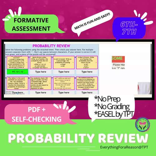 Probability Review - Self-checking Activity- Test Prep | TPT